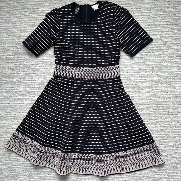 Shoshanna | Dresses | Shoshanna Mesa Dressheavy Black Knit W White Pink ...